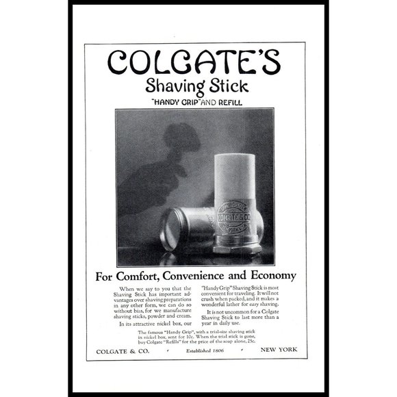 colgate | Art | 924 Colgate Shaving Stick Vintage Print Ad Mens ...